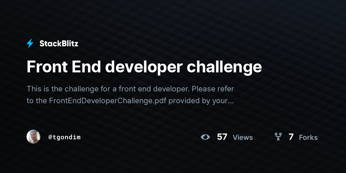 Front End developer challenge - StackBlitz