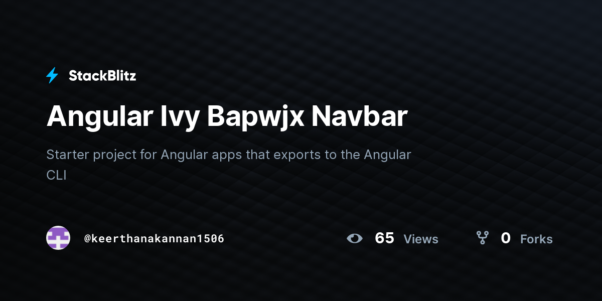 Angular Ivy Bapwjx Navbar - StackBlitz