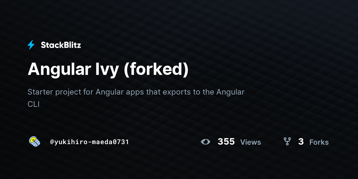 Angular Ivy (forked) - StackBlitz