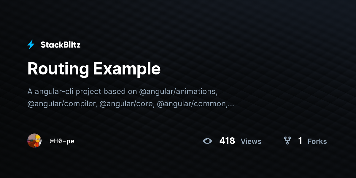 Routing Example - StackBlitz