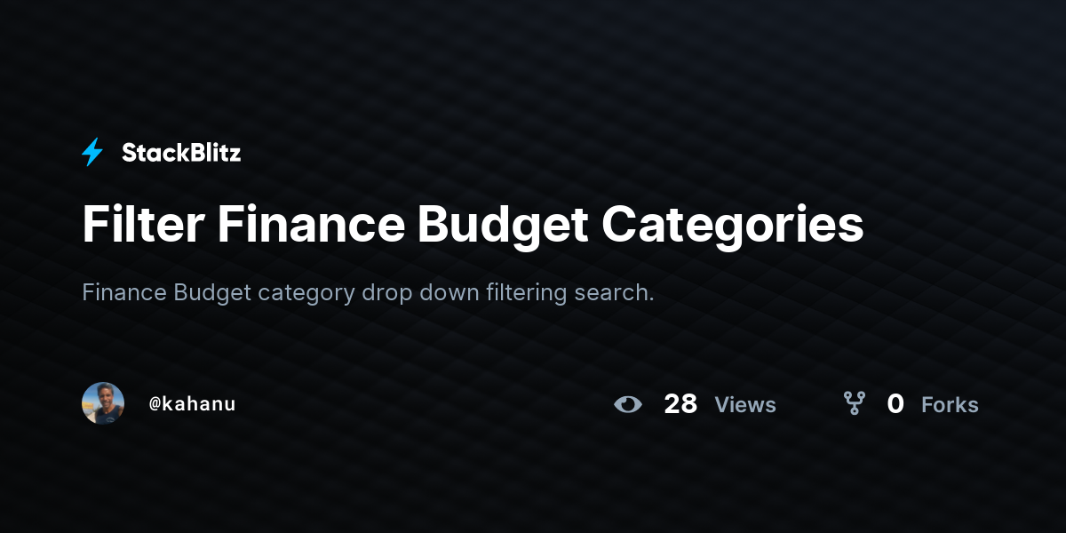 Filter Finance Budget Categories - StackBlitz