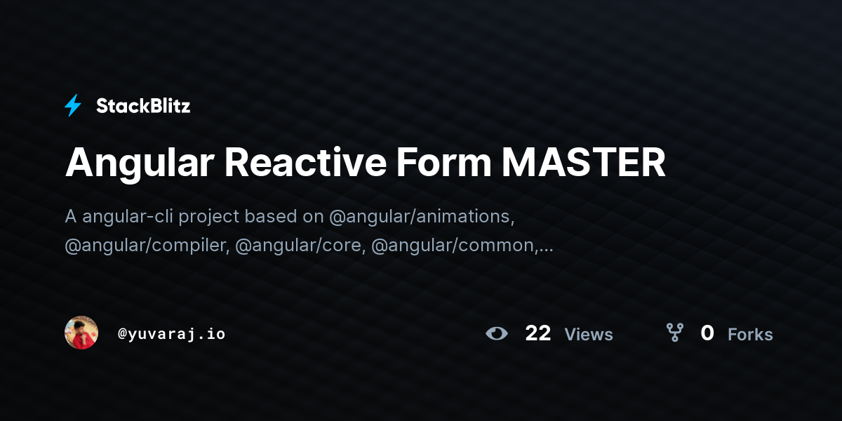 Angular Reactive Form MASTER - StackBlitz