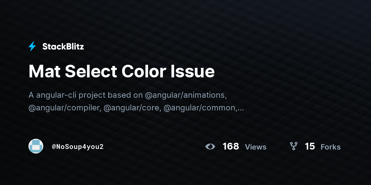 Mat Select Color Issue - StackBlitz