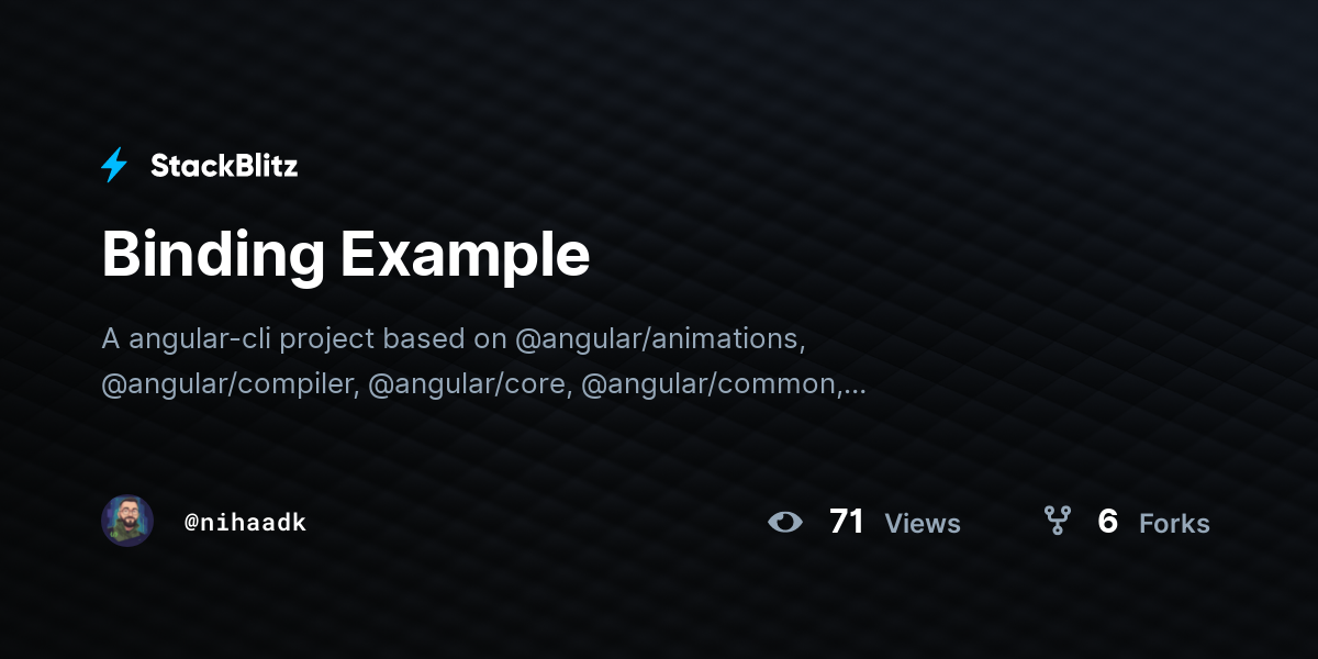 Binding Example - StackBlitz