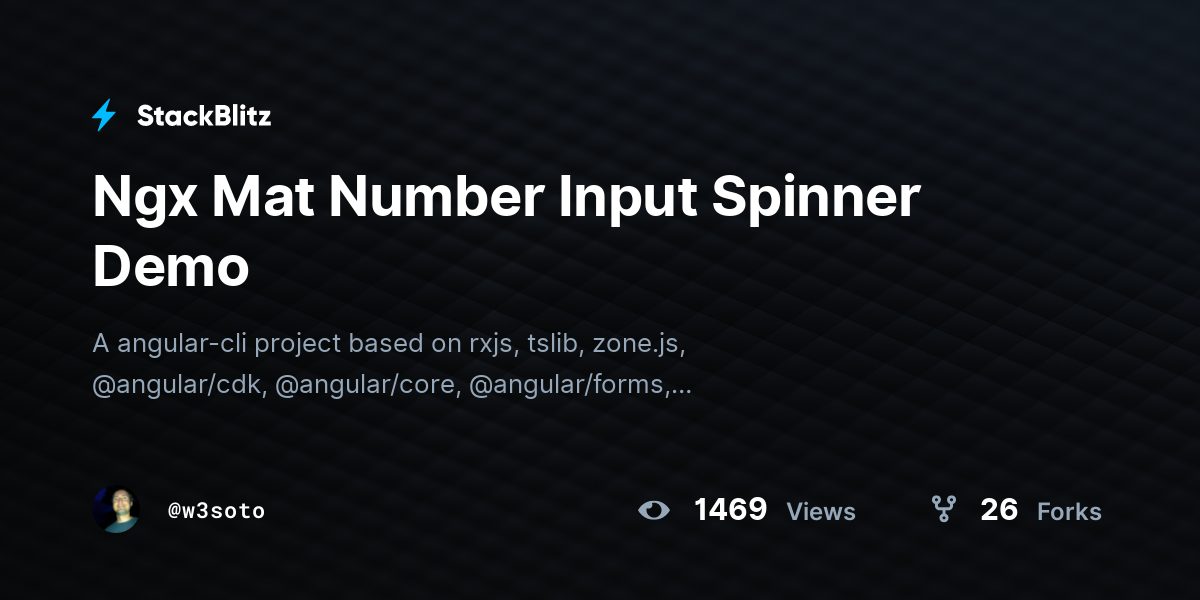 Ngx Mat Number Input Spinner Demo - StackBlitz