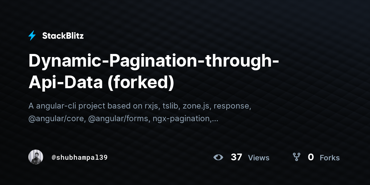 Dynamic Pagination Through Api Data Forked Stackblitz 3661