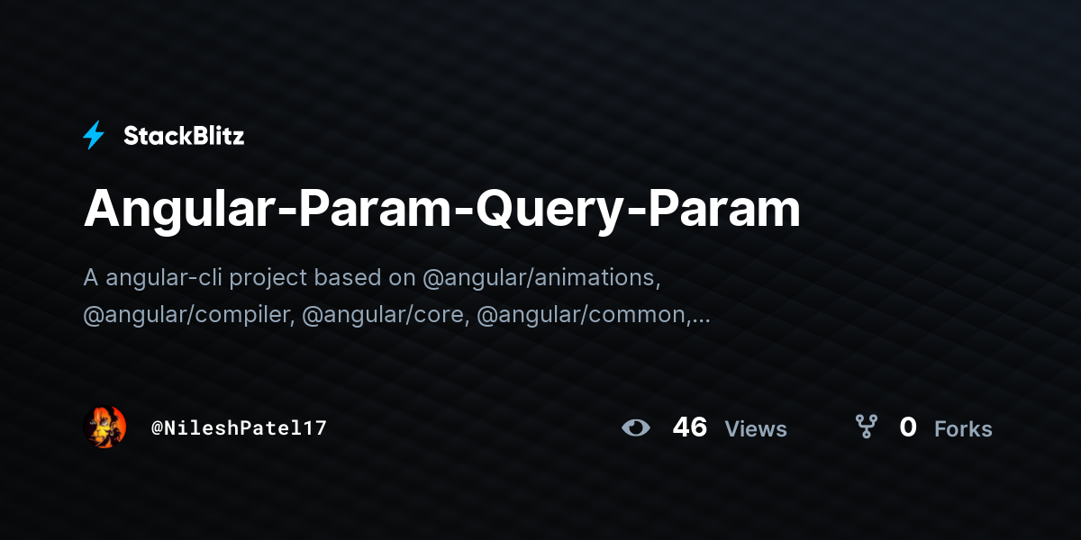 Angular-Param-Query-Param - StackBlitz