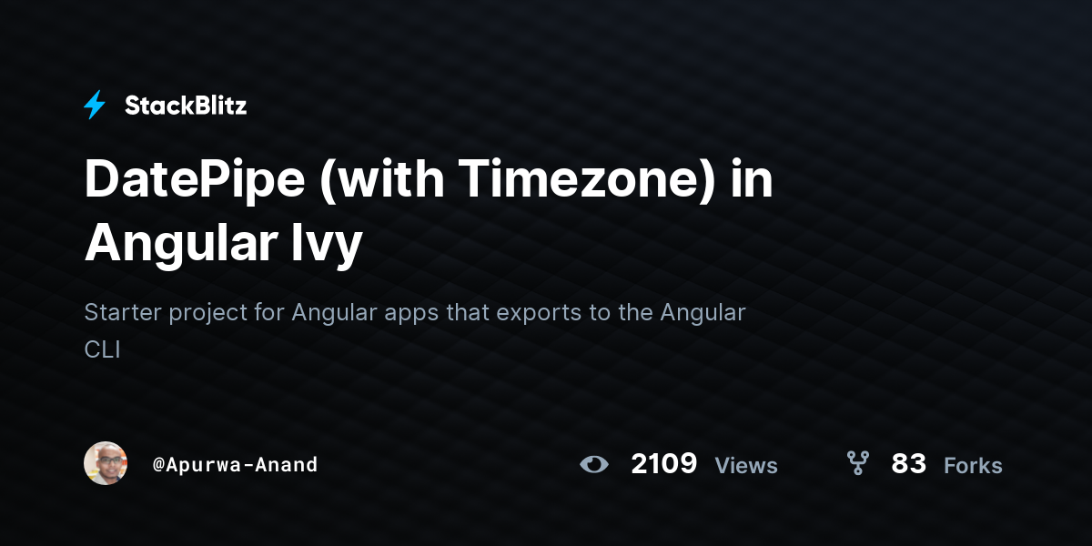 DatePipe (with Timezone) in Angular Ivy - StackBlitz