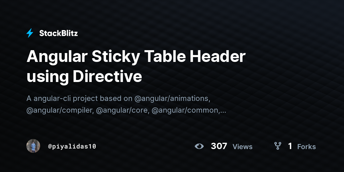 Angular Sticky Table Header using Directive - StackBlitz Angular Sticky Table Header using Directive - StackBlitz