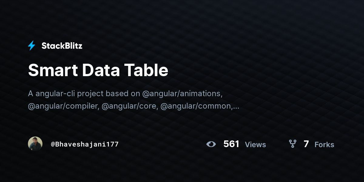 Smart Data Table - StackBlitz