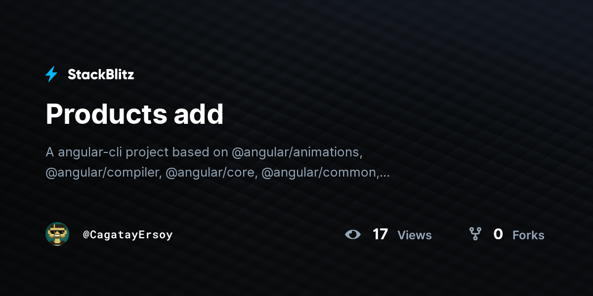 Products Add Stackblitz