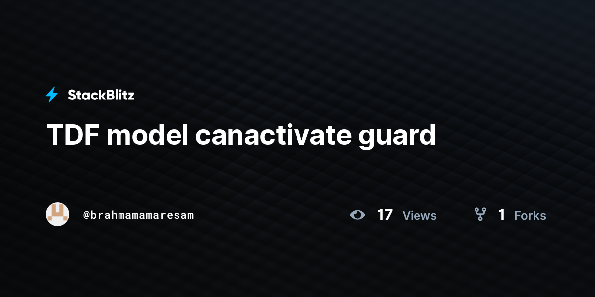 TDF model canactivate guard - StackBlitz TDF model canactivate guard - StackBlitz