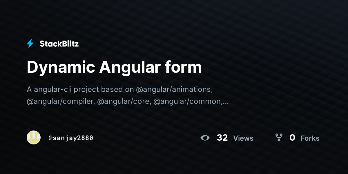 Dynamic Angular form - StackBlitz