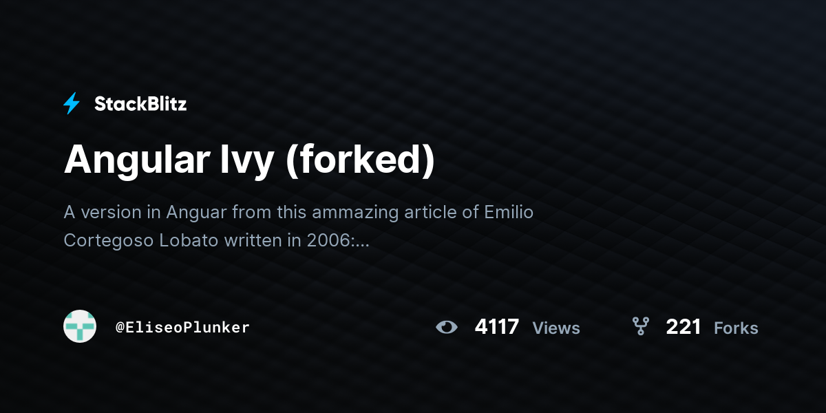 Angular Ivy (forked) - StackBlitz