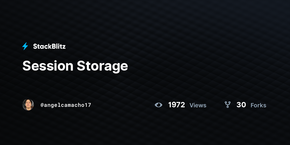 Session Storage - StackBlitz