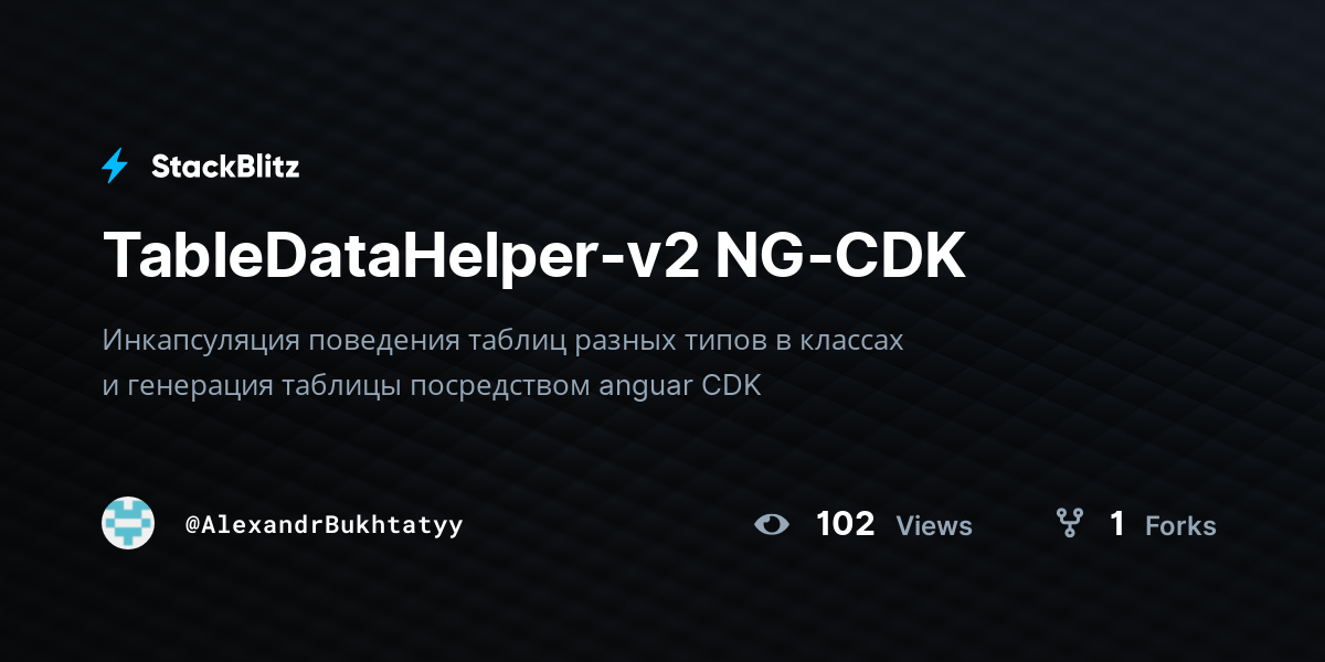 TableDataHelper-v2 NG-CDK - StackBlitz TableDataHelper-v2 NG-CDK - StackBlitz