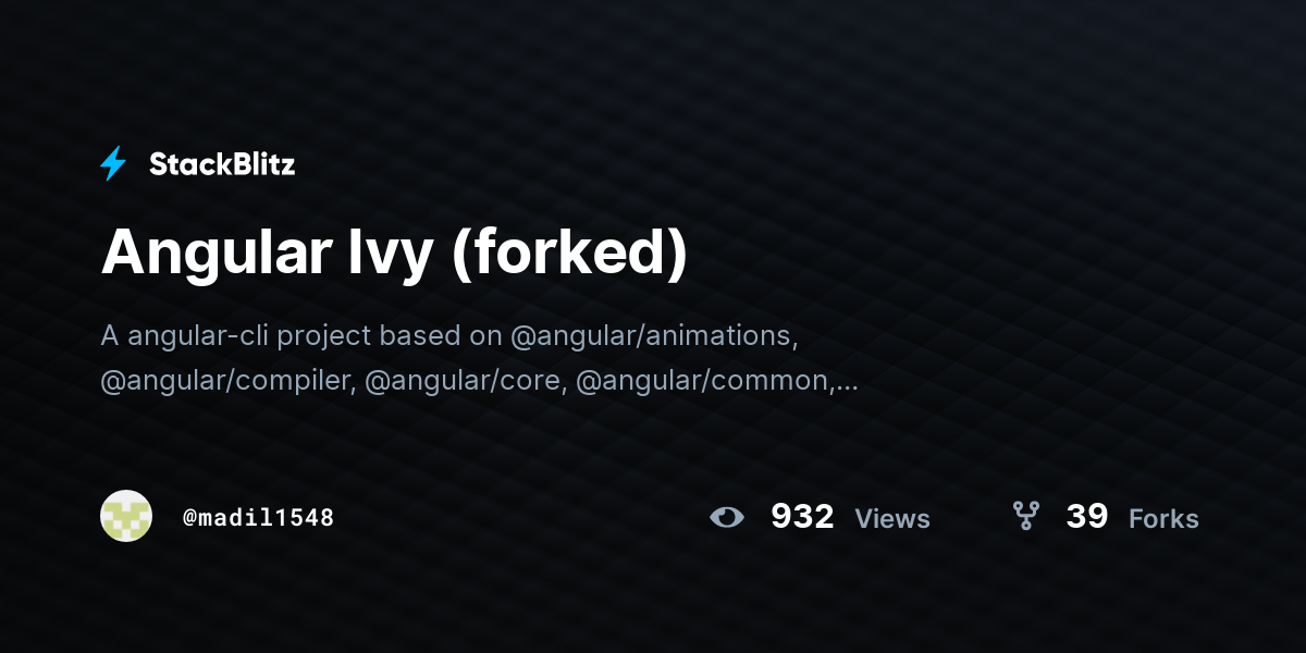 Angular Ivy Forked Stackblitz