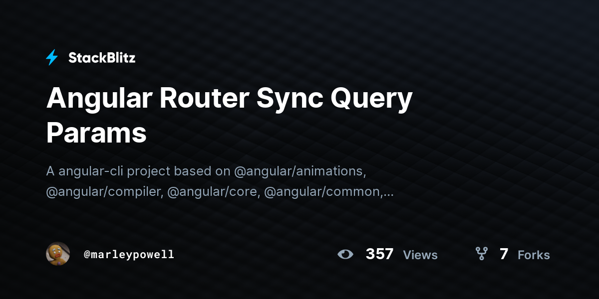 Angular Router Sync Query Params - StackBlitz