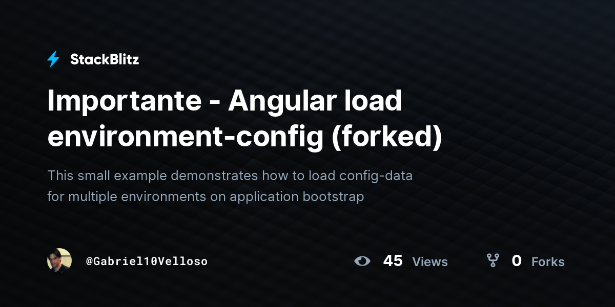 Importante - Angular load environment-config (forked) - StackBlitz Importante - Angular load environment-config (forked) - StackBlitz