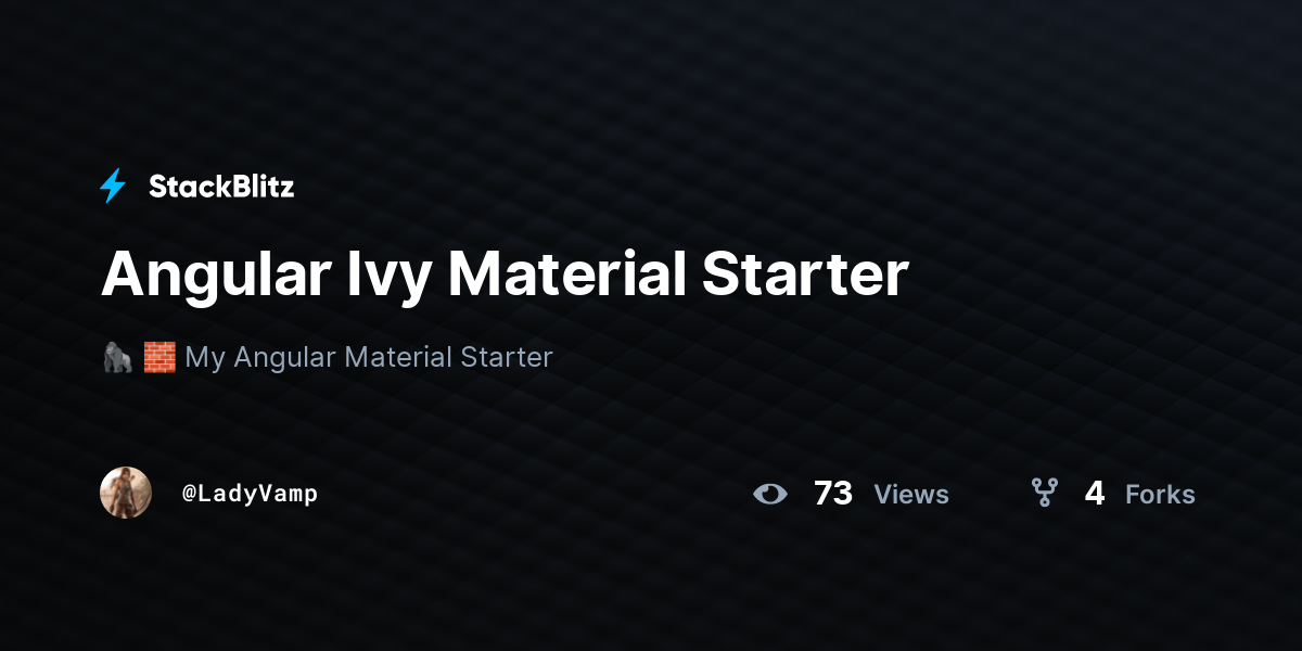 Angular Ivy Material Starter - StackBlitz