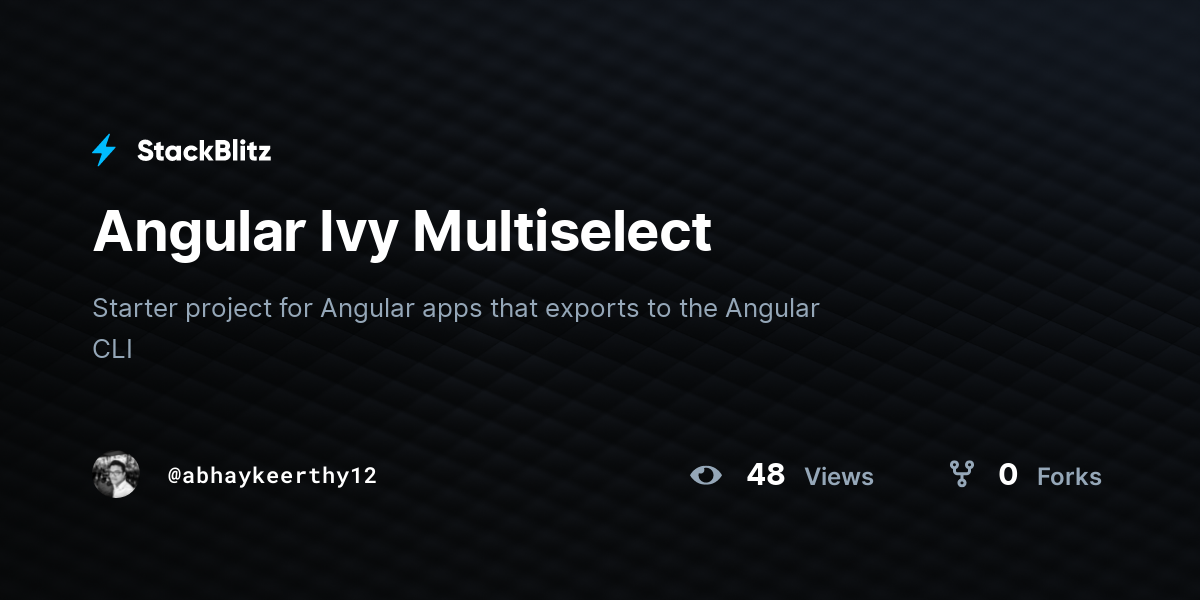 Angular Ivy Multiselect - StackBlitz