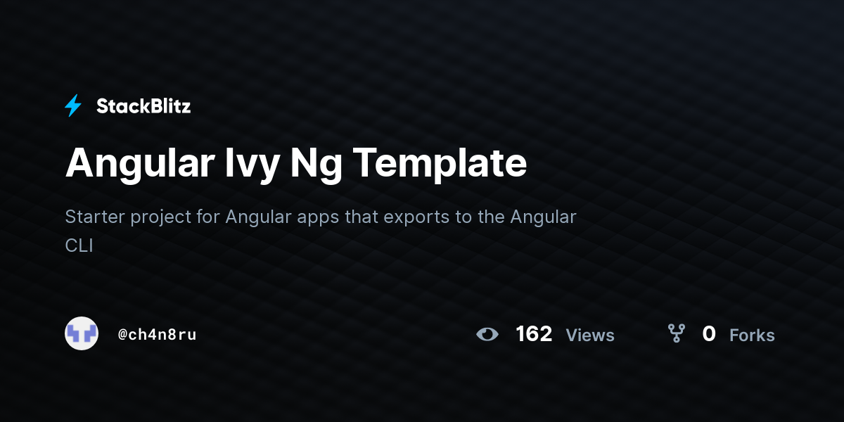 Angular Ivy Ng Template - StackBlitz