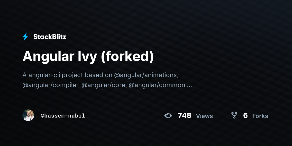 Angular Ivy (forked) - StackBlitz