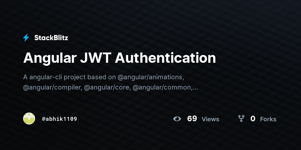 Angular JWT Authentication - StackBlitz Angular JWT Authentication - StackBlitz
