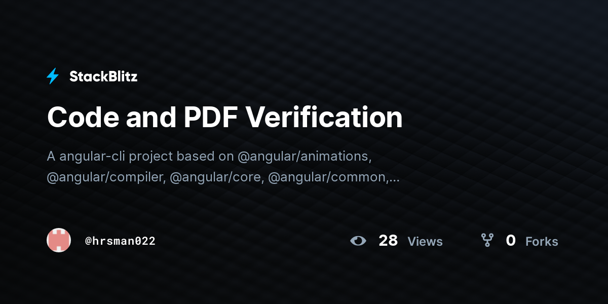 Code and PDF Verification - StackBlitz