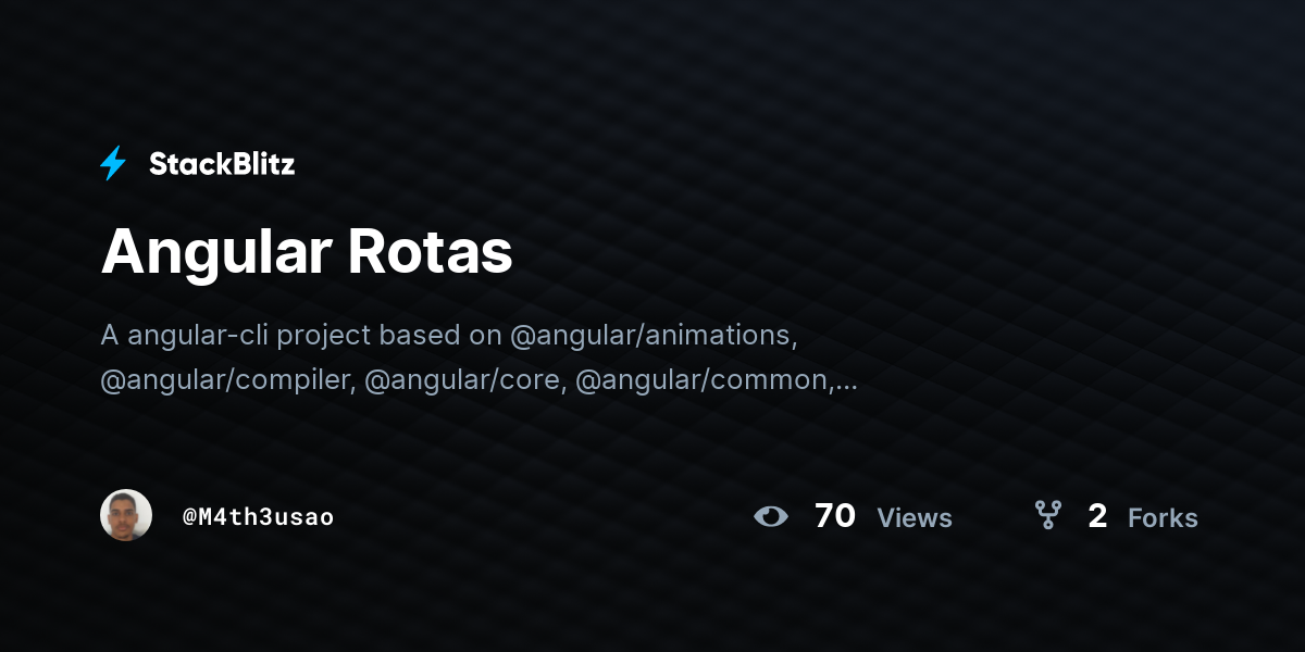 Angular Rotas - StackBlitz