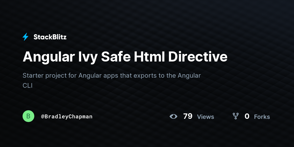 Angular Ivy Safe Html Directive - StackBlitz
