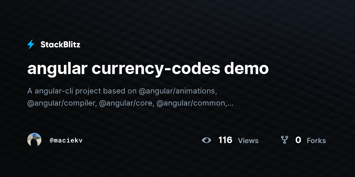 angular currency-codes demo - StackBlitz angular currency-codes demo - StackBlitz