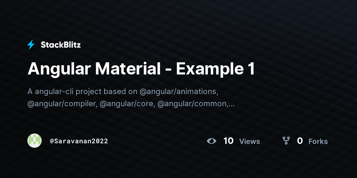 Angular Material - Example 1 - StackBlitz