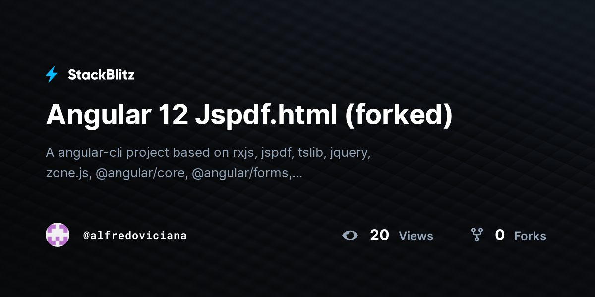 Angular 12 Jspdfhtml Forked Stackblitz