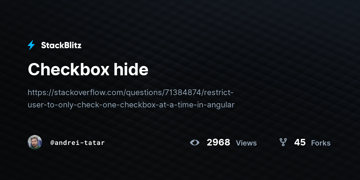 Checkbox hide - StackBlitz