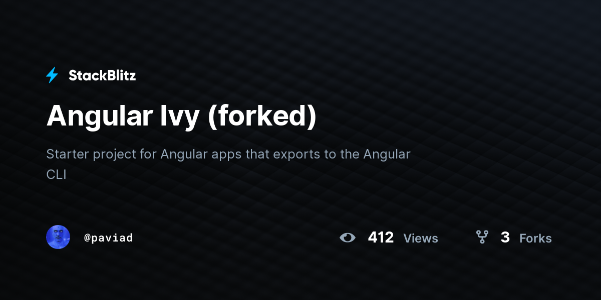Angular Ivy (forked) - StackBlitz