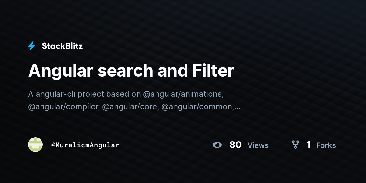 Angular search and Filter - StackBlitz
