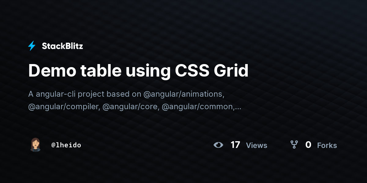 Demo table using CSS Grid - StackBlitz