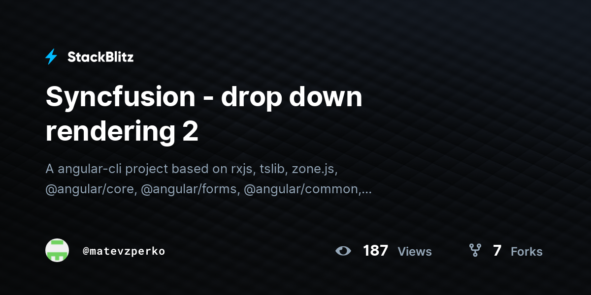 Syncfusion - drop down rendering 2 - StackBlitz