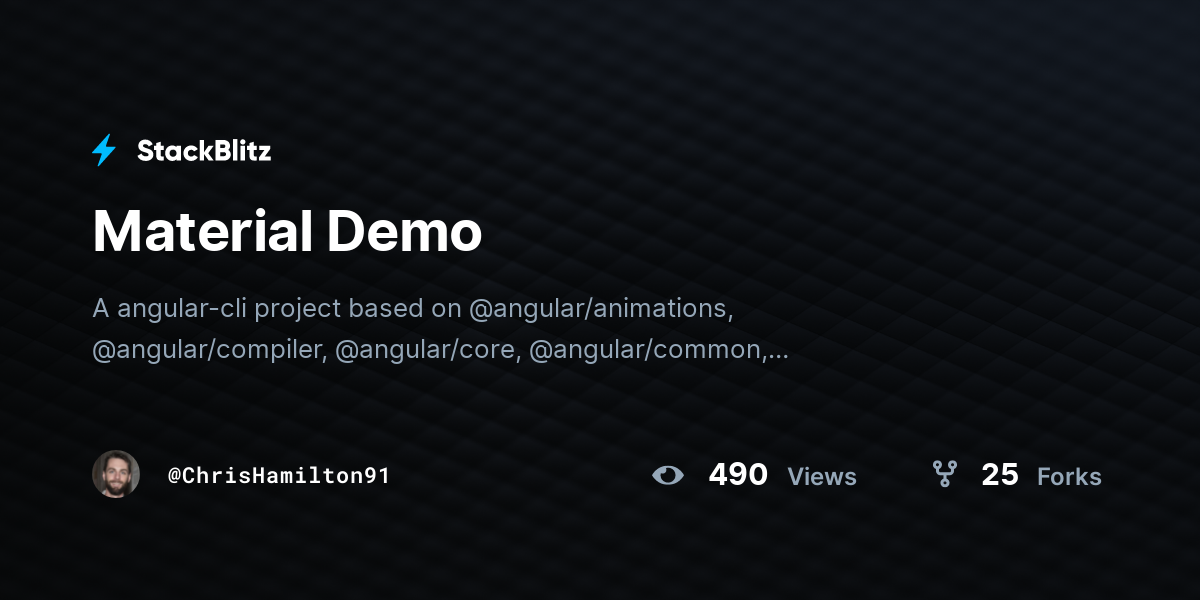Material Demo Stackblitz