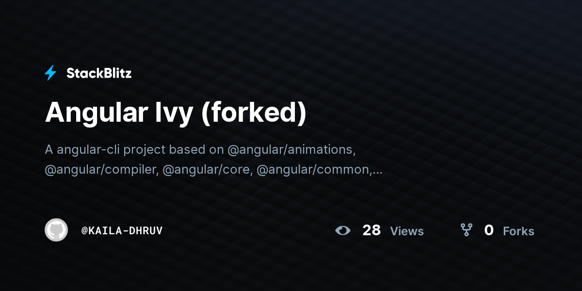 Angular Ivy Forked Stackblitz 2748