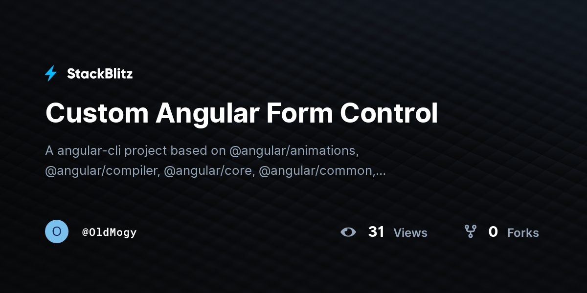 Custom Angular Form Control - StackBlitz