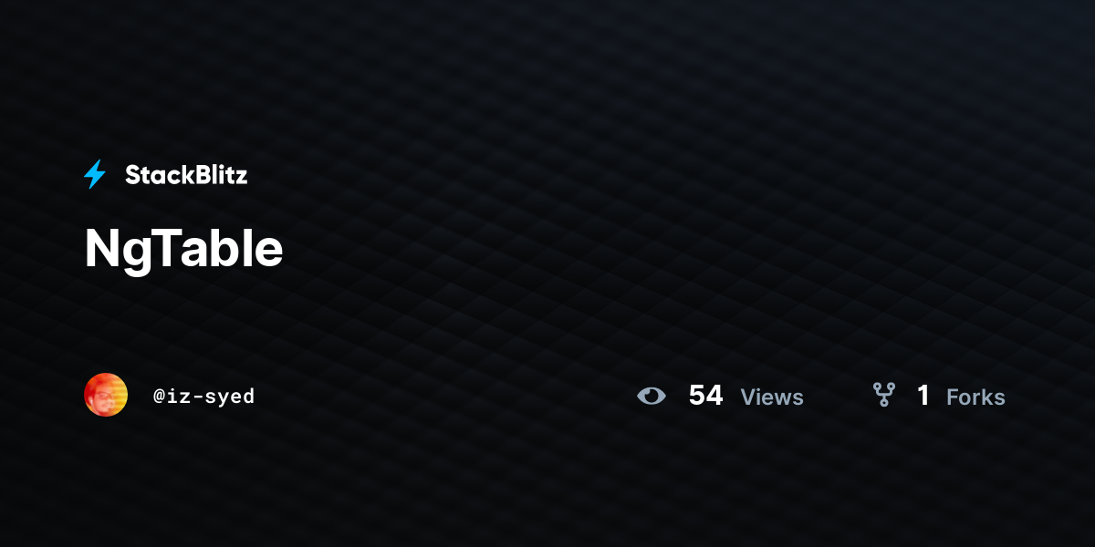 NgTable - StackBlitz