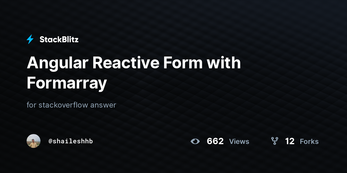 Angular Reactive Form with Formarray - StackBlitz