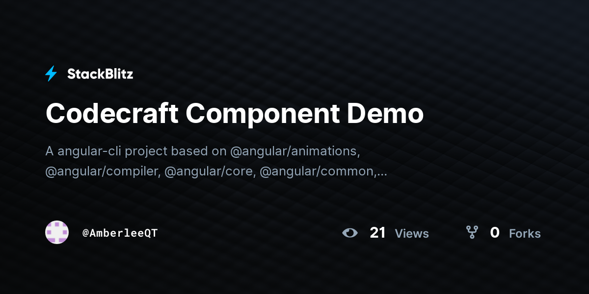 Codecraft Component Demo - StackBlitz
