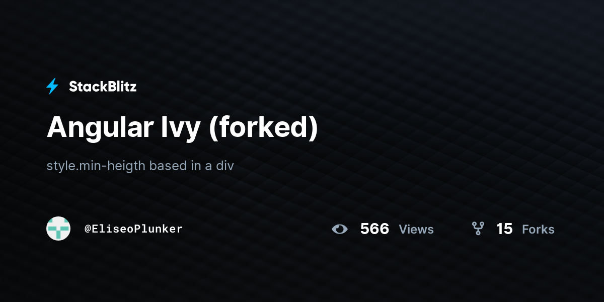 Angular Ivy (forked) - StackBlitz