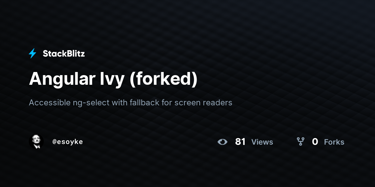 Angular Ivy (forked) - StackBlitz