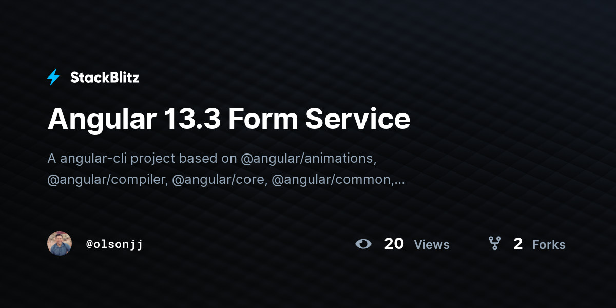 Angular 13.3 Form Service - StackBlitz