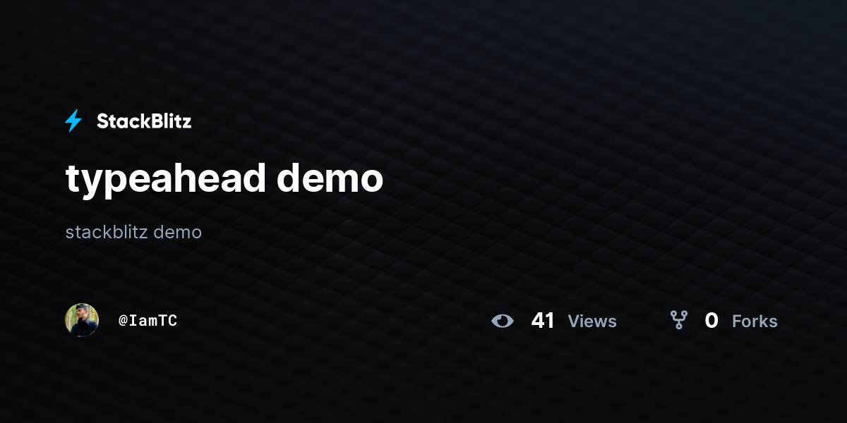 typeahead demo - StackBlitz