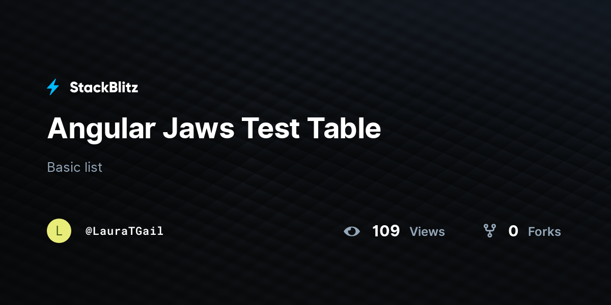 Angular Jaws Test Table - StackBlitz